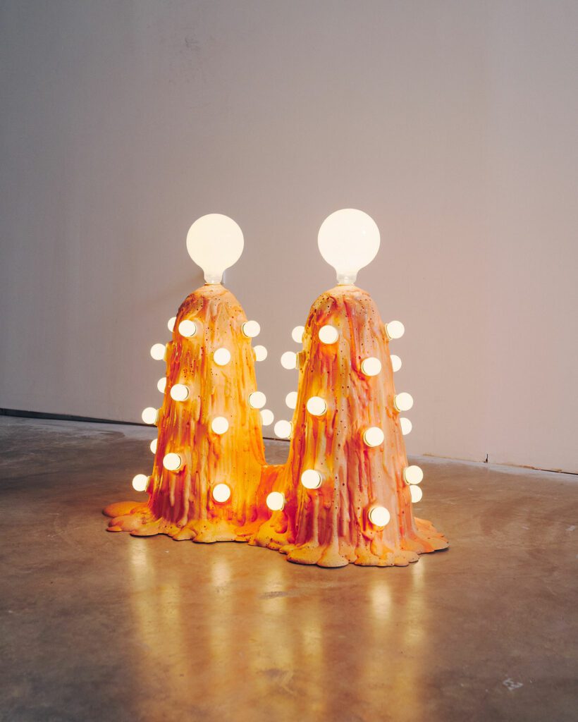 Siamese Orange Foam Lamp by Joseph Algieri | ADORNO DESIGN