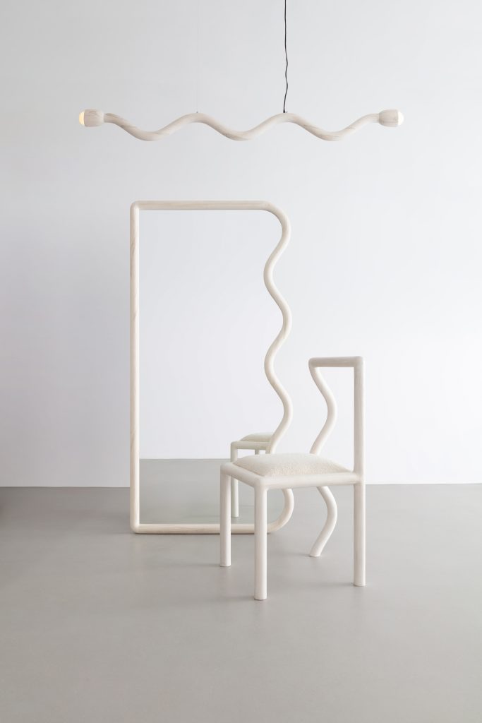 Squiggle Mirror | Full Length | Bleached Maple by Christopher Miano ...