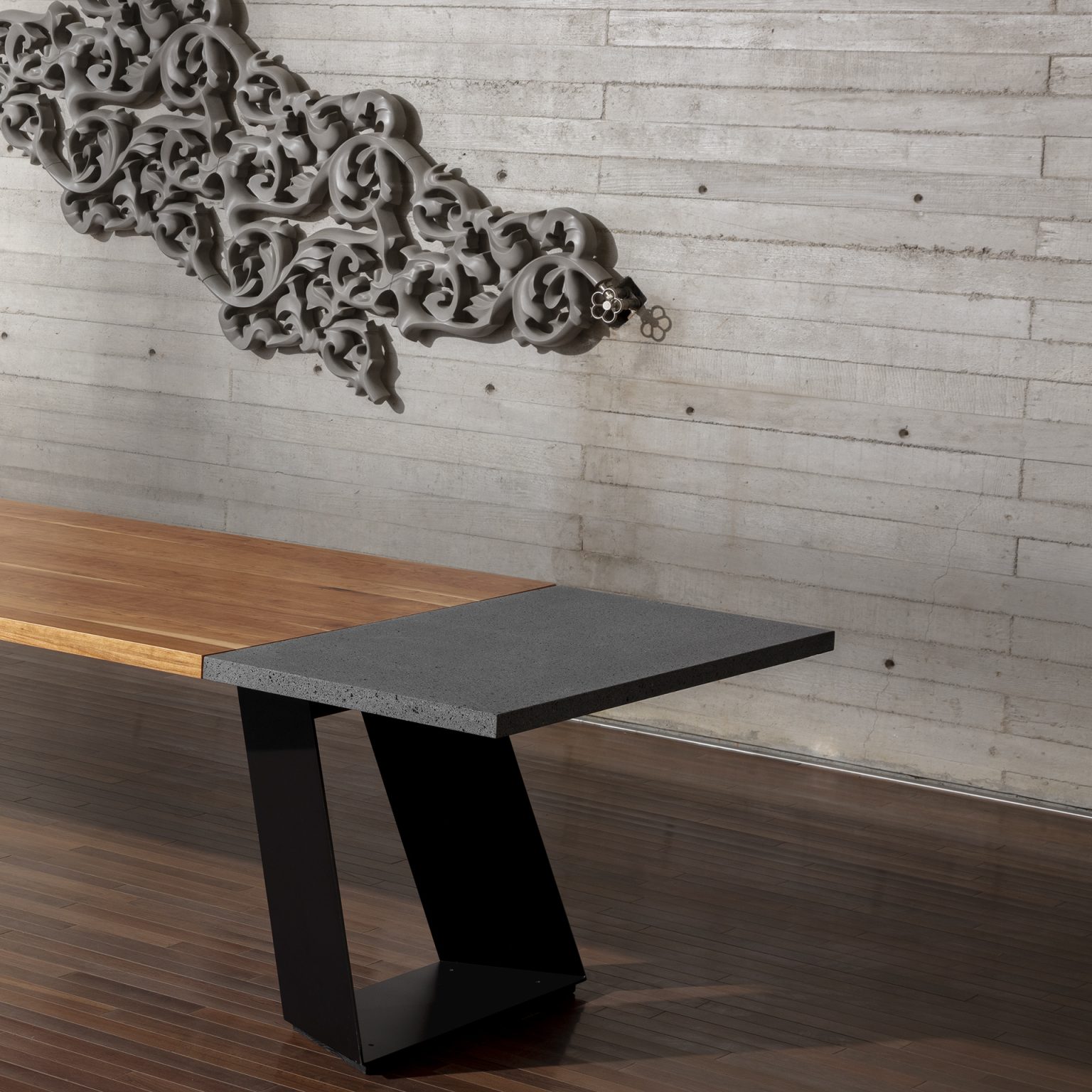 Tecta Dining Table Made of Lava Stone, Solid Wood and Steel by Ricardo Rodriguez Elias | ADORNO ...