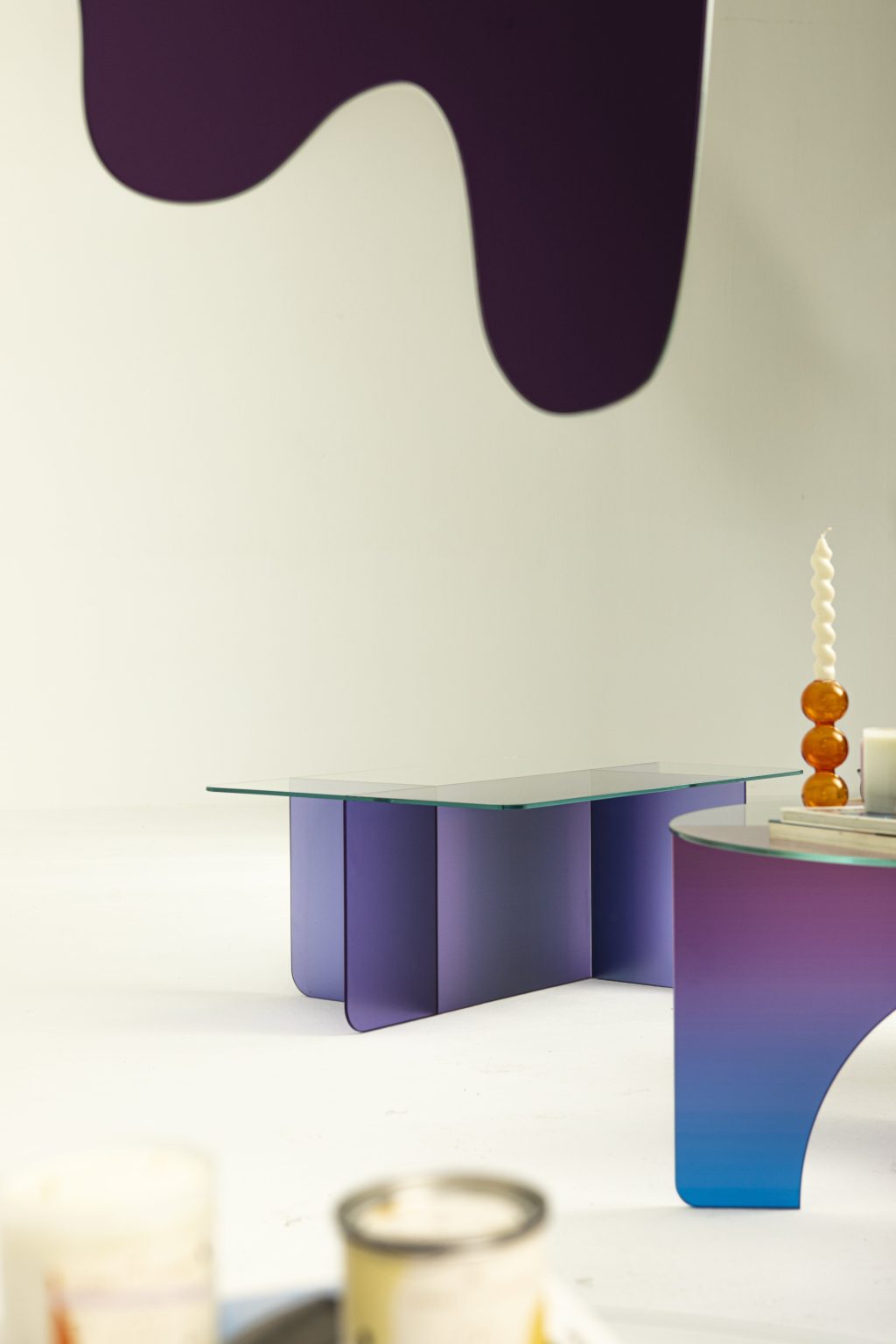 Stardust – Purple Gradient Glass Coffee Table by Studio Monsoleil | ADORNO DESIGN