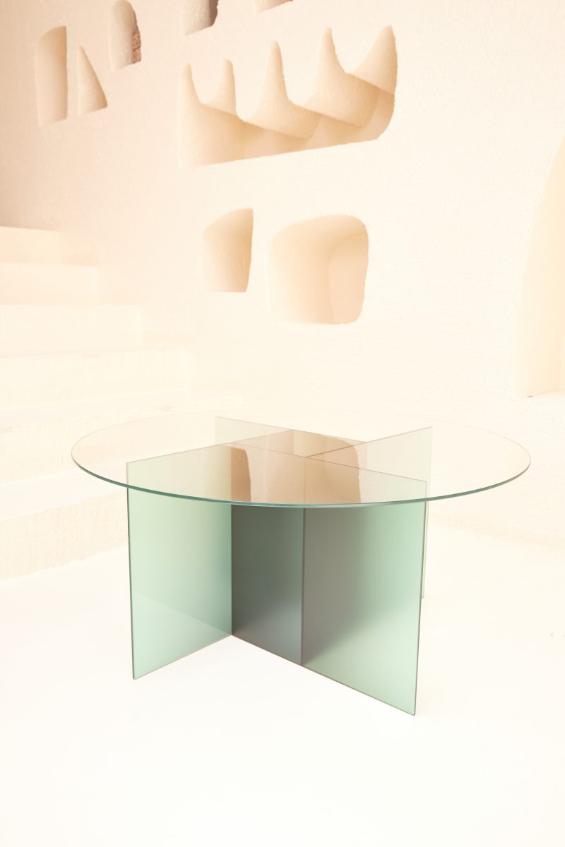 Cosmos – Green Gradient Glass Coffee Table by Studio Monsoleil | ADORNO DESIGN