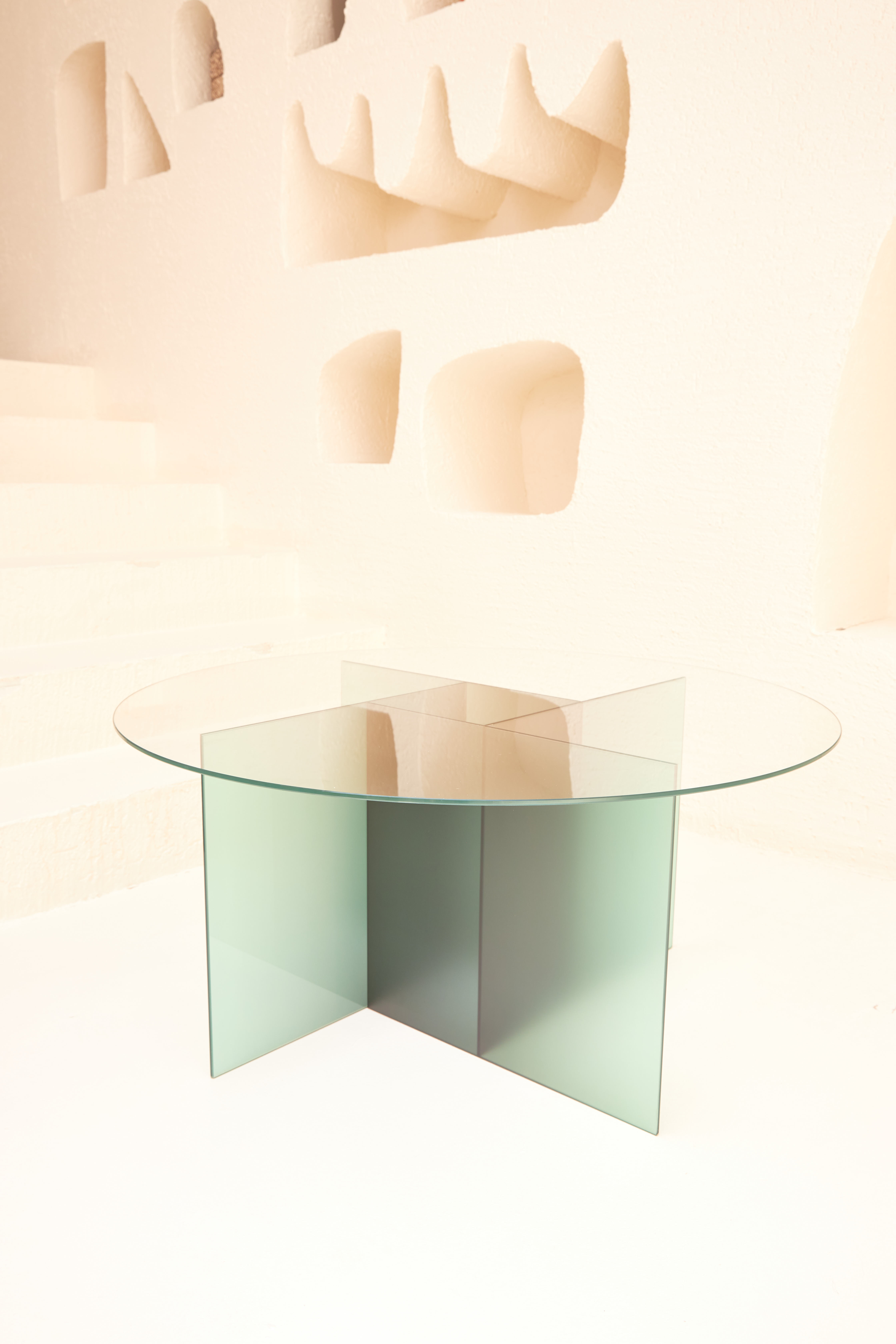 Cosmos – Green Gradient Glass Coffee Table by Studio Monsoleil | ADORNO DESIGN