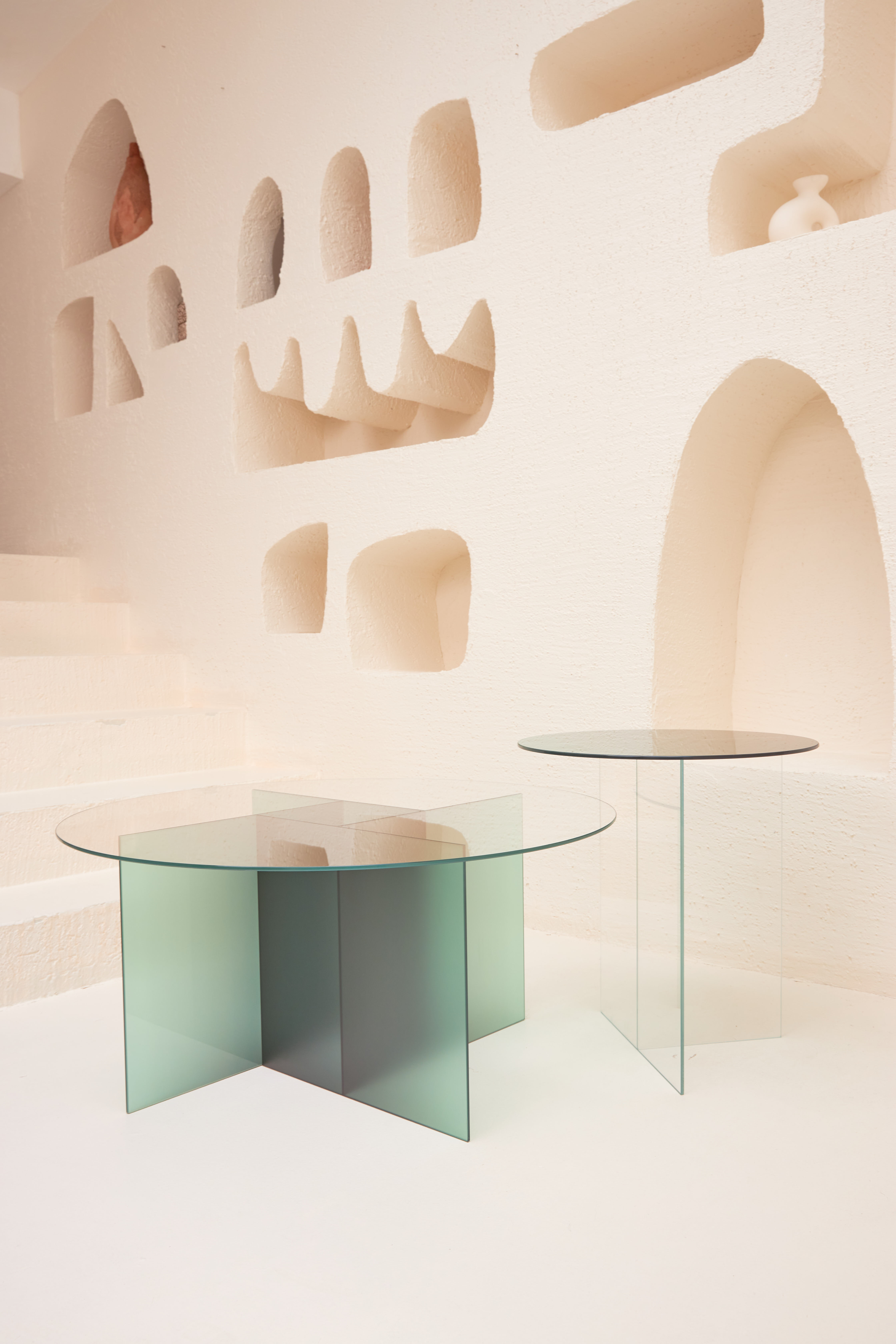 Cosmos – Green Gradient Glass Coffee Table by Studio Monsoleil | ADORNO DESIGN
