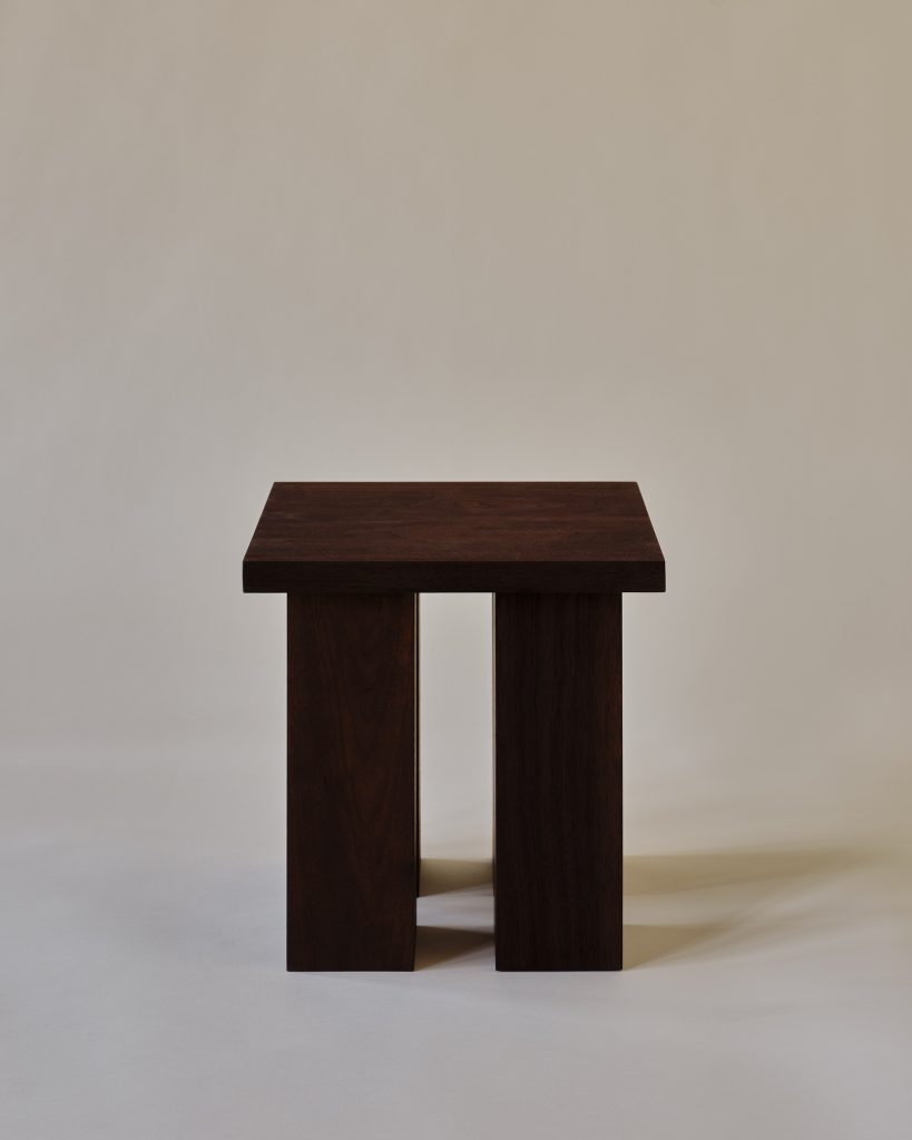 Miter – Walnut Wood Side Table by MOCK STUDIO | ADORNO DESIGN
