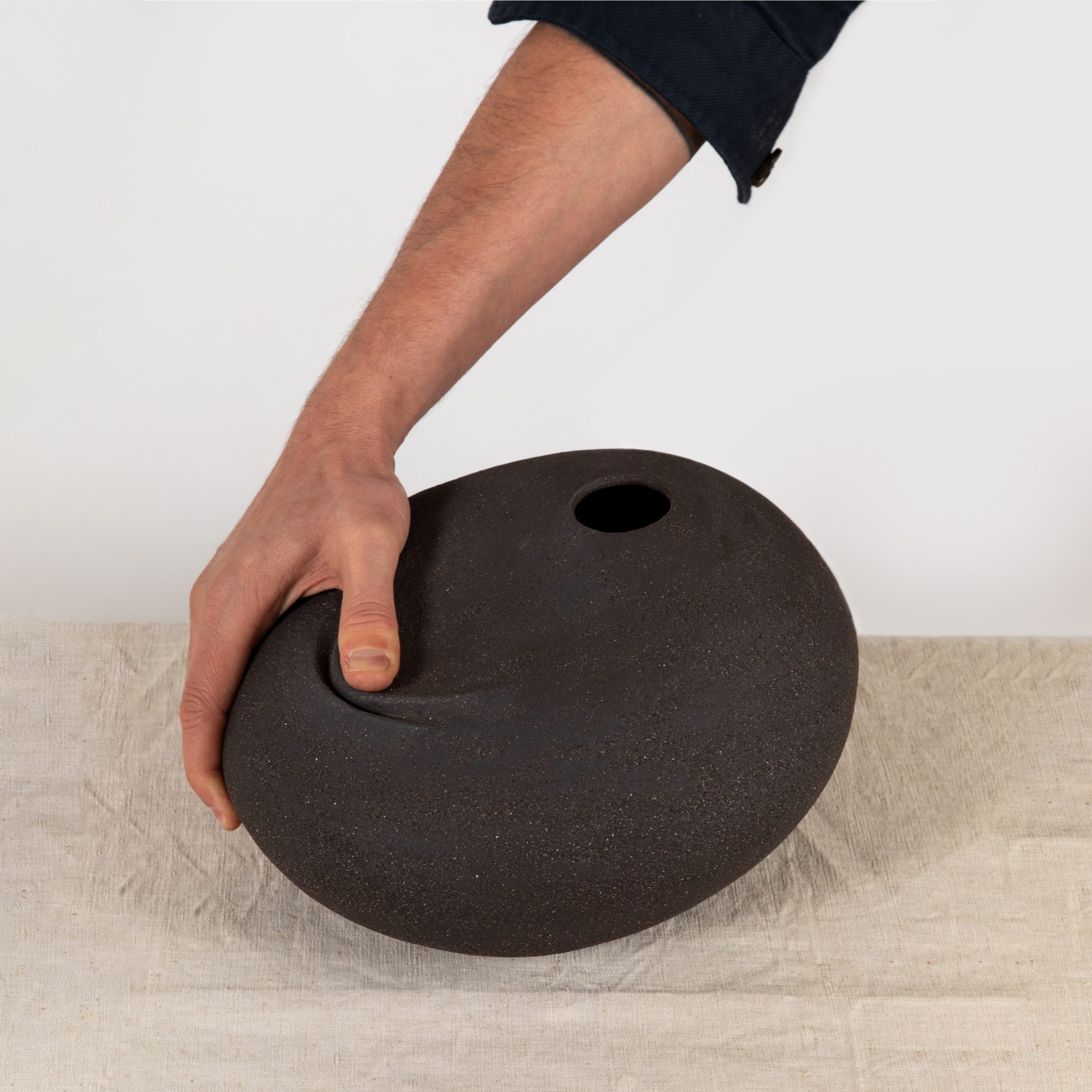 Movement Phase 3 – Black Sculptural Ceramic Vessel by melo clay ...