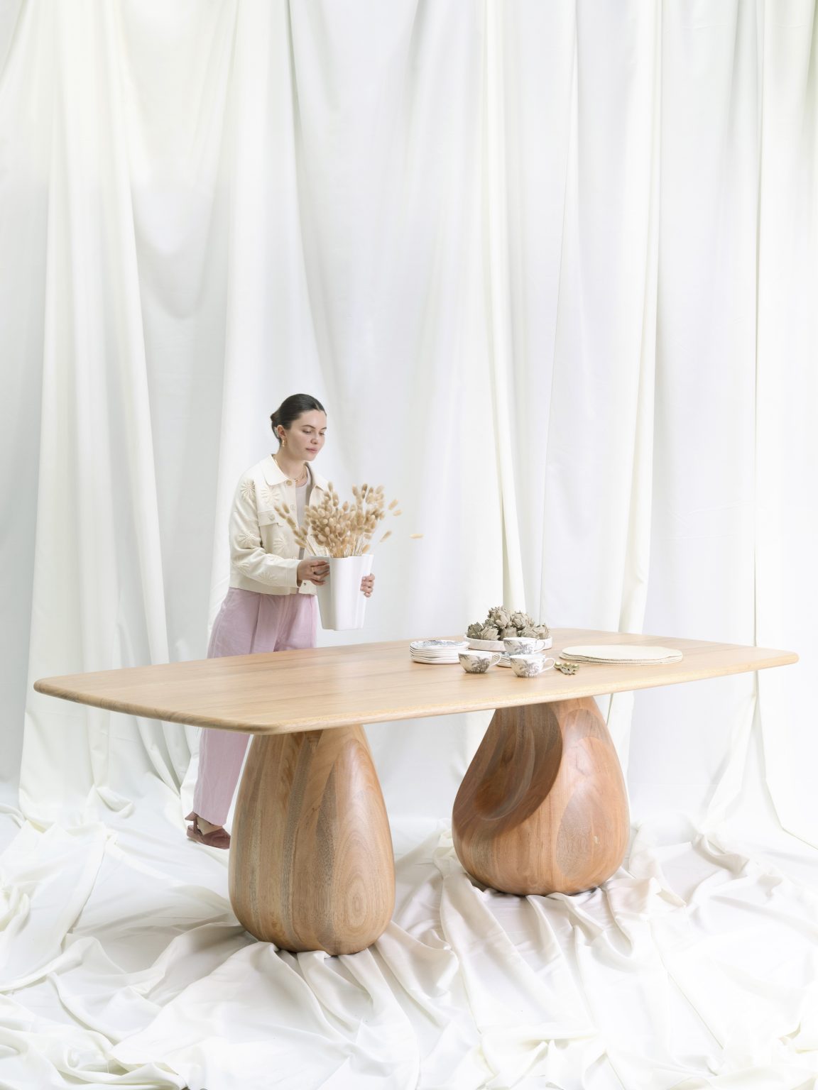 Mar – Asymmetric Wood Dining Table by Laluz Handcraft | ADORNO DESIGN