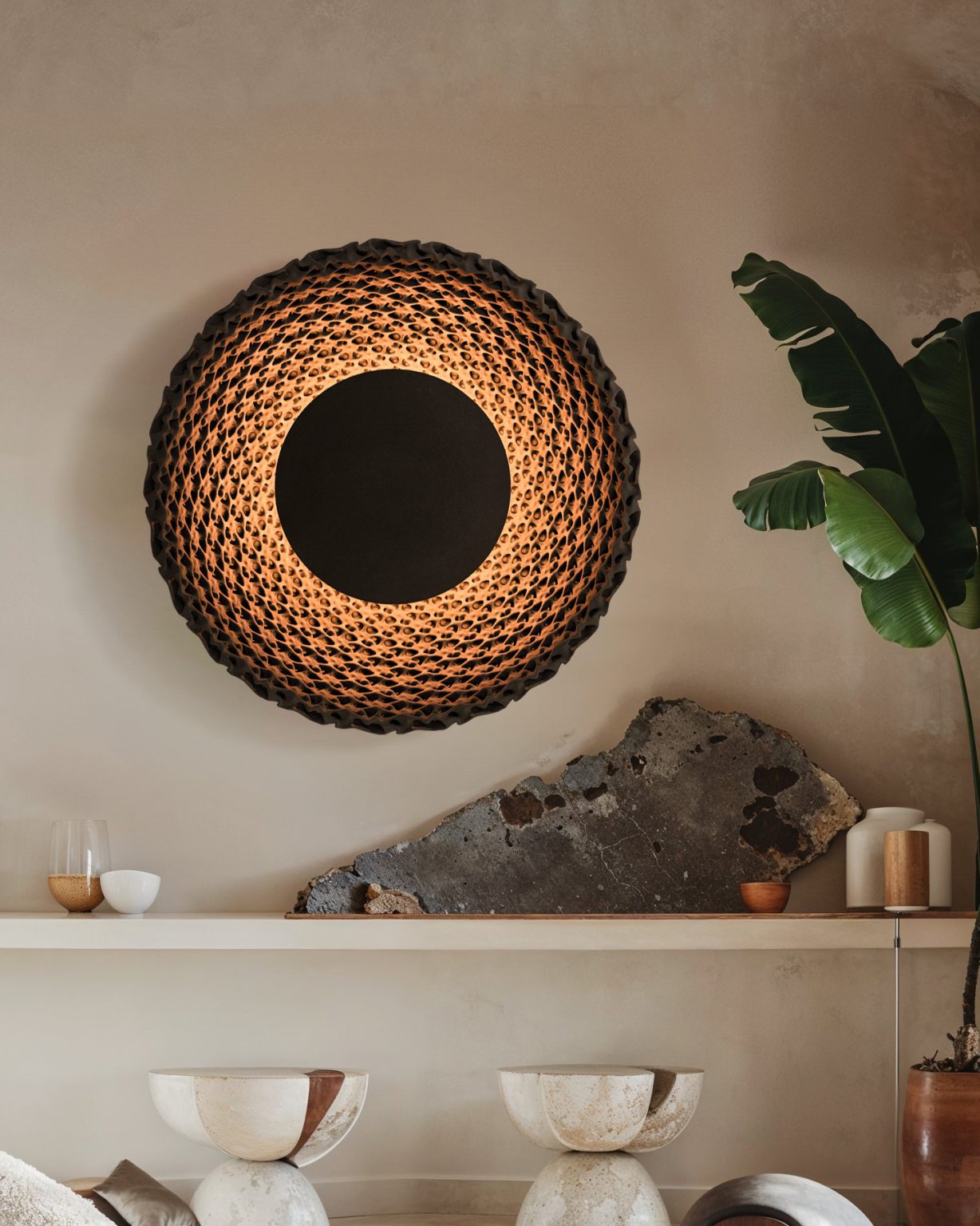 Sun V1 – 3d Printed Sand Wall Light by Rollo Studio | ADORNO DESIGN