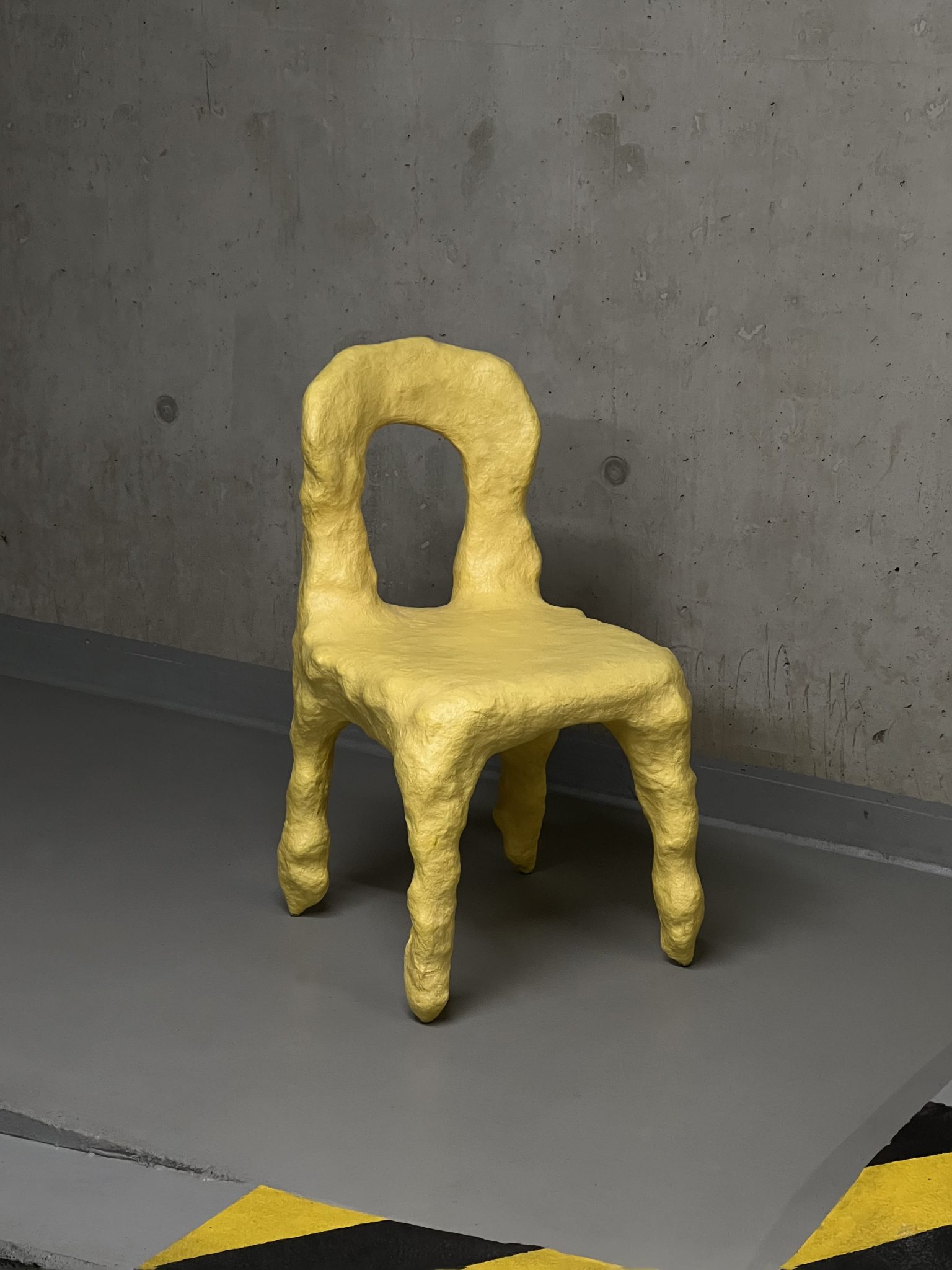Textured Yellow Papier-mâché Chair by David Čáp | ADORNO DESIGN