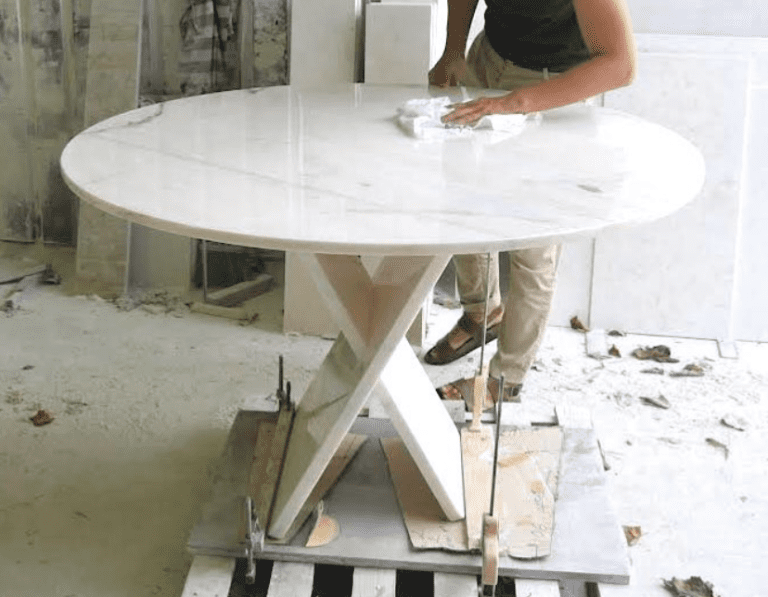 Balance – Round White Marble Dining Table by DOVAIN Studio | ADORNO DESIGN