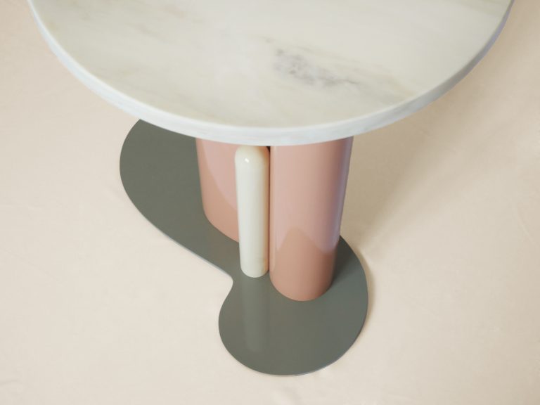 Jack – White Marble & Metal Side Table by DOVAIN Studio | ADORNO DESIGN