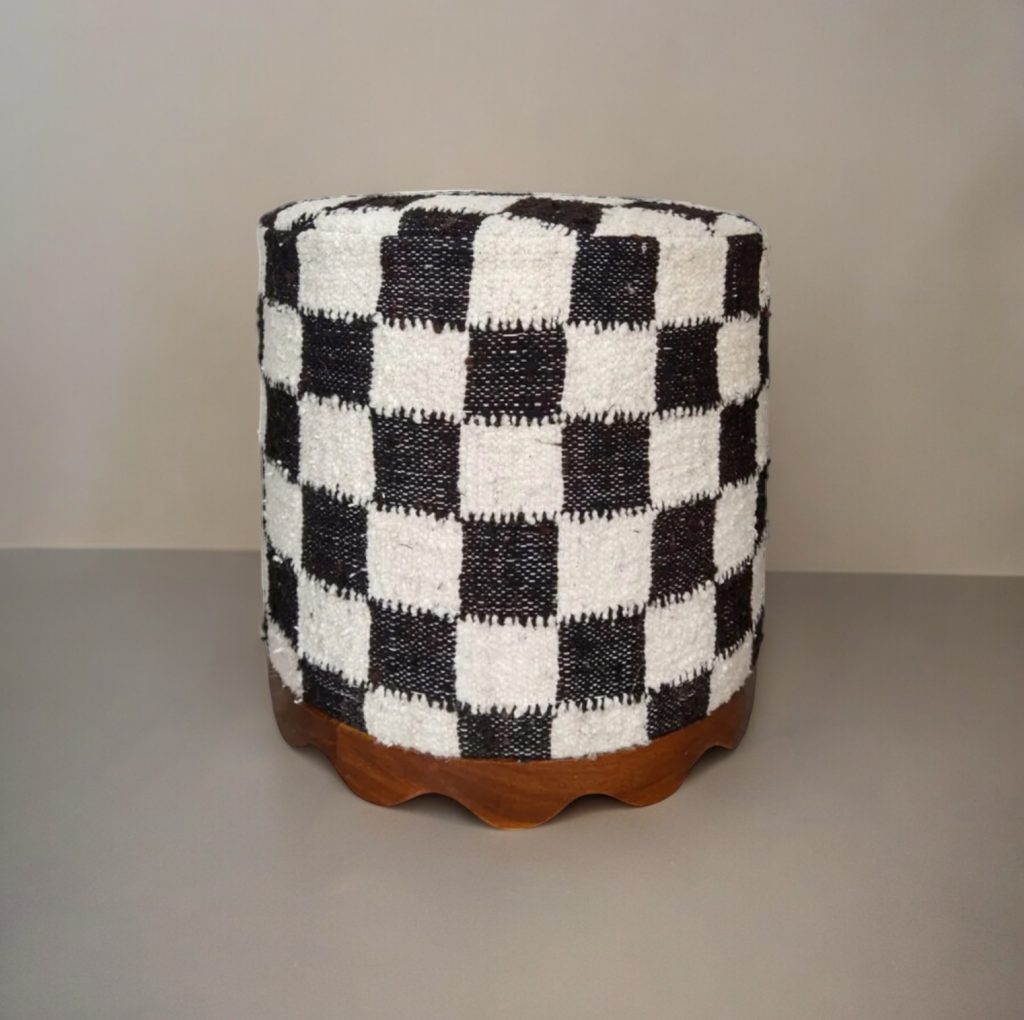 Checkered Wool Stool by Diego Olivero Studio | ADORNO DESIGN