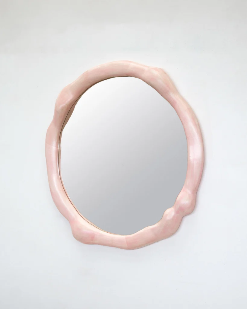 Sculptural Wavy Maple Wood Mirror – Painted With Wood Stain by ...